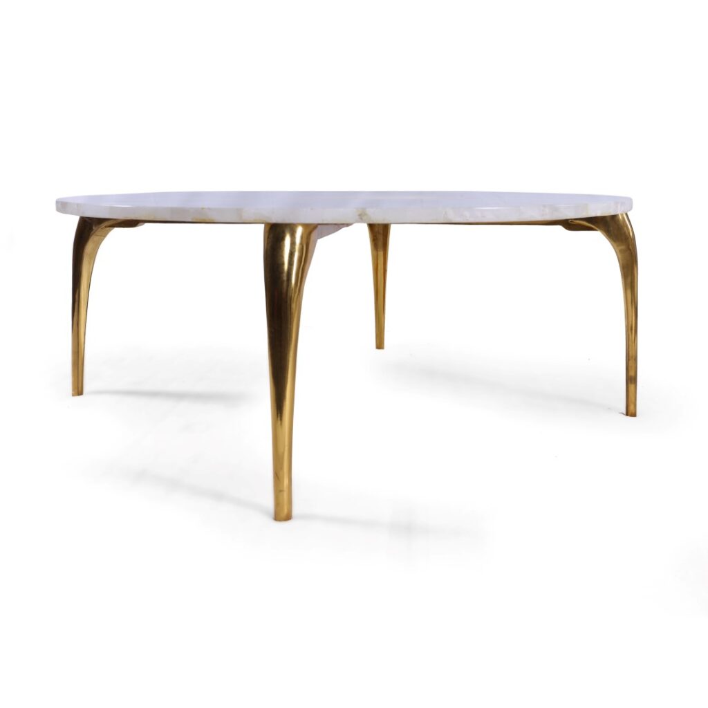 White Quartz Round Coffee Table – Tarini Stoneworks