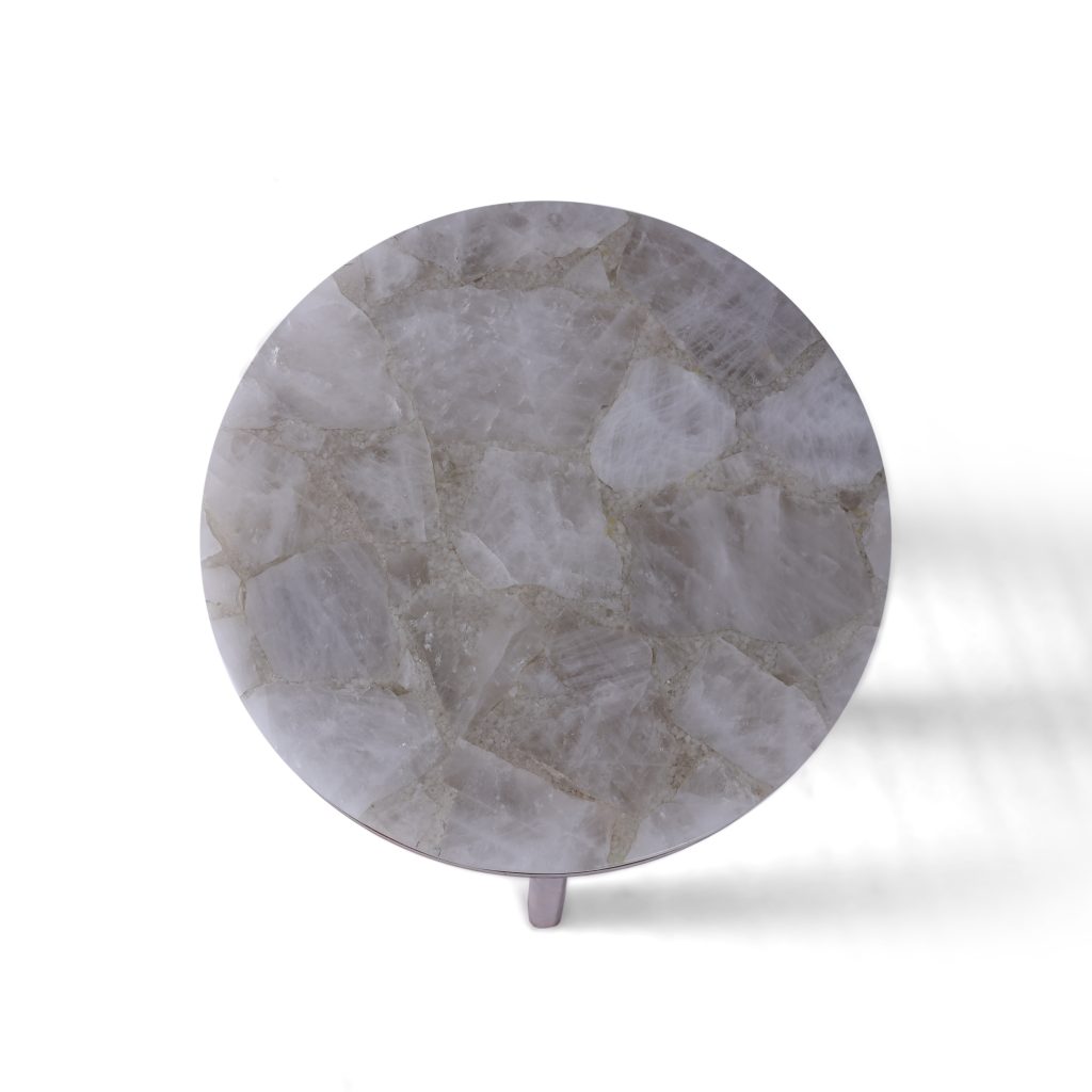 White Quartz Round End Table – Tarini Stoneworks