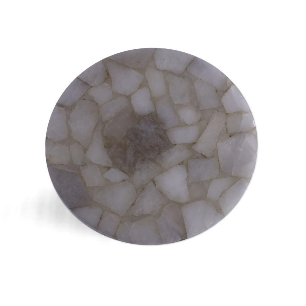 White Quartz Side Table with Marble Base – Tarini Stoneworks